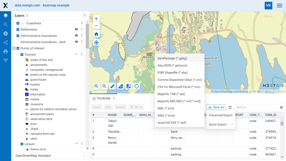 Legend for maps, flexible data management, updated description editor ...